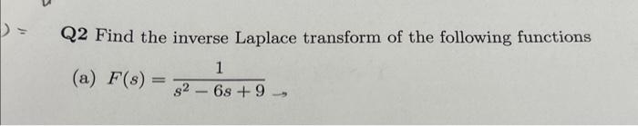 Solved Q2 Find the inverse Laplace transform of the | Chegg.com