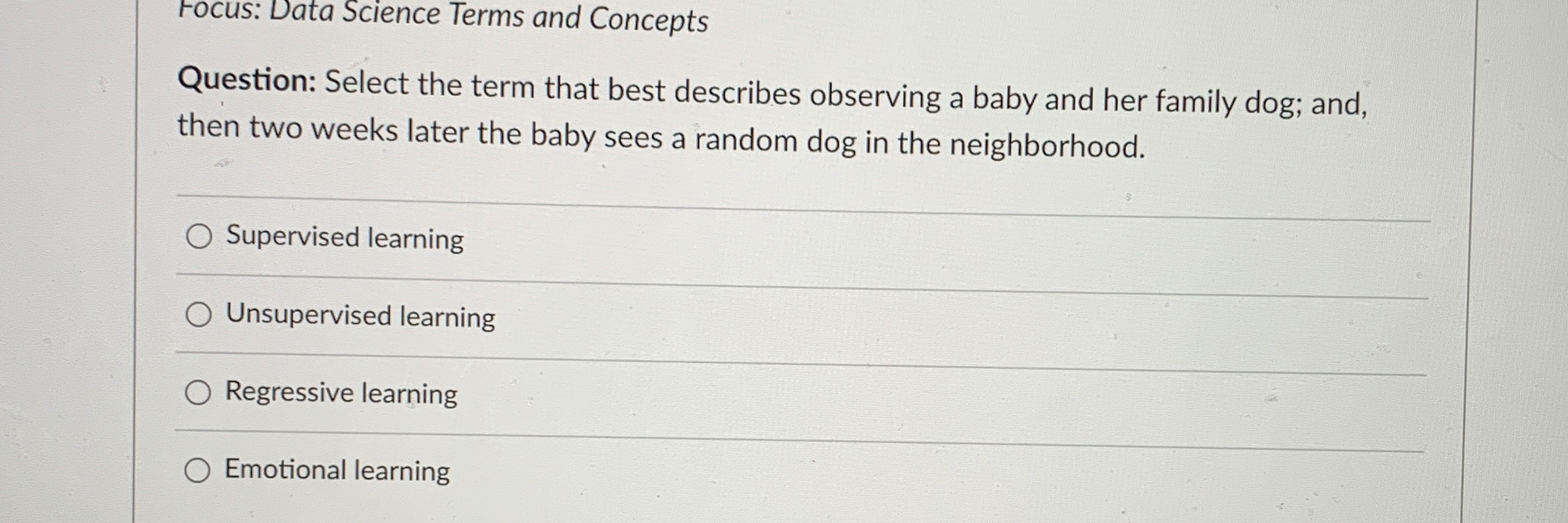 Solved Focus: Data Science Terms and ConceptsQuestion: | Chegg.com