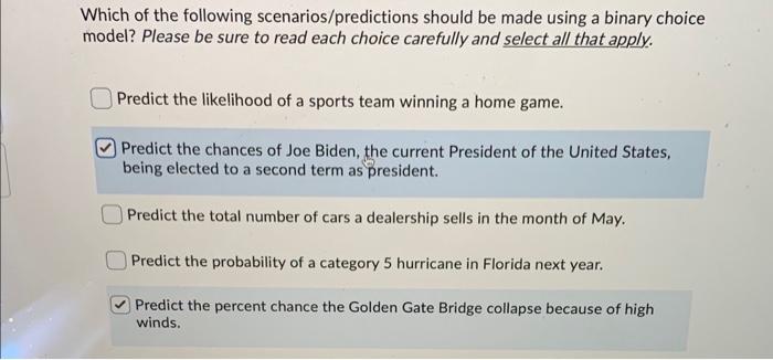 Solved Which of the following scenarios/predictions should | Chegg.com