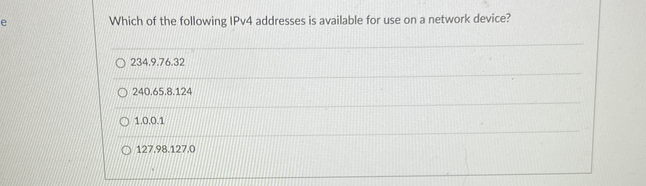 Solved Which of the following IPv4 ﻿addresses is available | Chegg.com