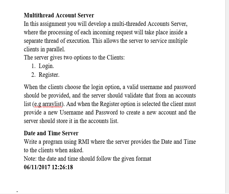 Solved Multithread Account ServerIn this assignment you will | Chegg.com