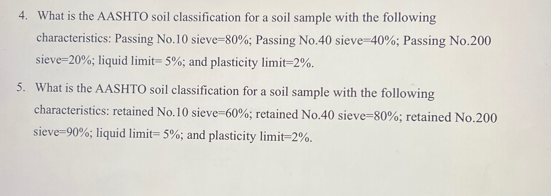 Solved What is the AASHTO soil classification for a soil | Chegg.com