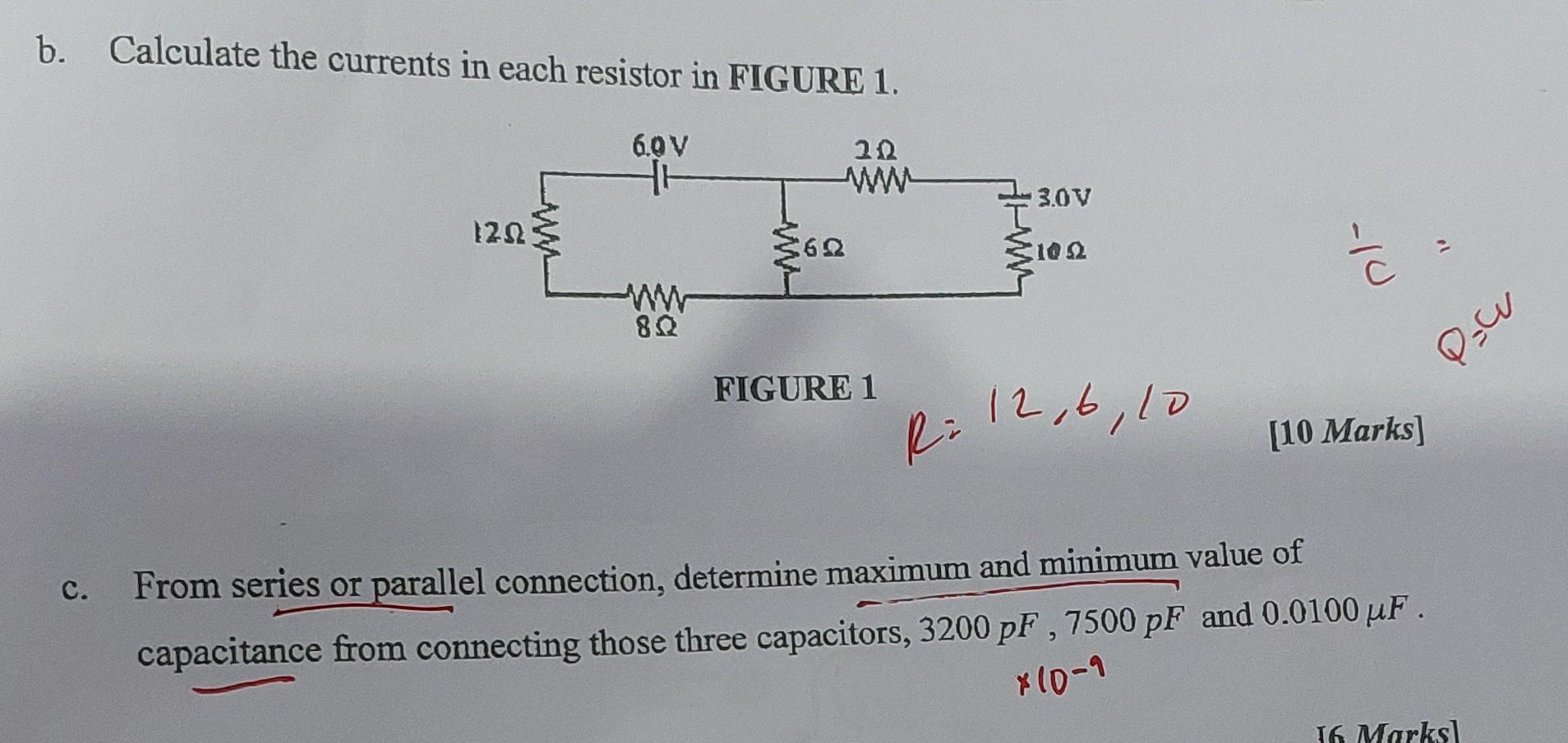 Solved b. Calculate the currents in each resistor in FIGURE | Chegg.com