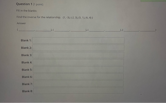 Solved Question 1 (1 point) Fill in the blanks: Find the | Chegg.com