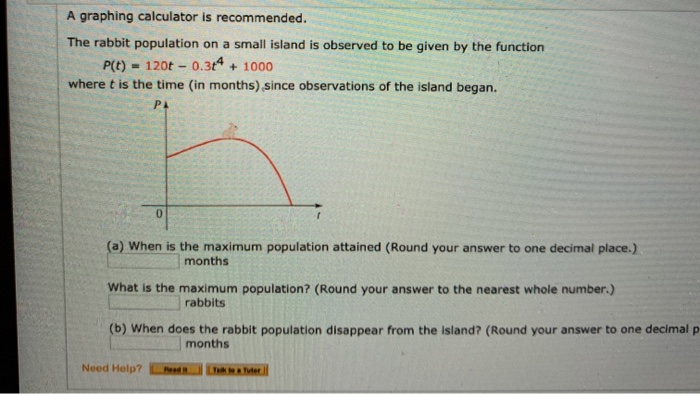 Solved A graphing calculator is recommended. The rabbit | Chegg.com