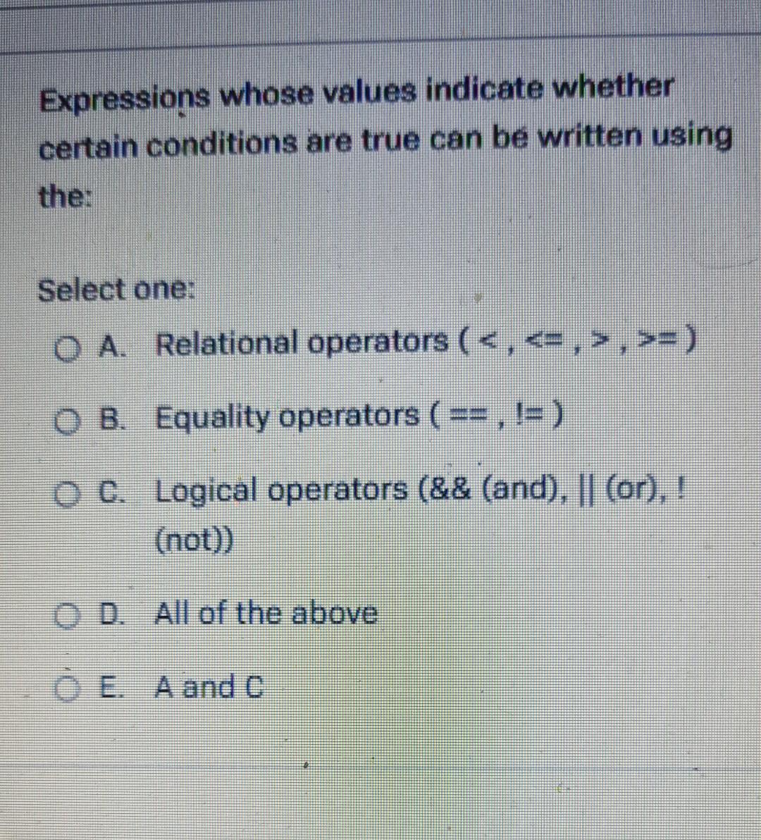 Solved Expressions whose values indicate whether certain | Chegg.com