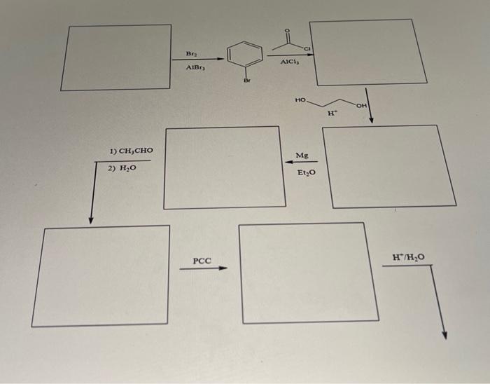 br2 albr3 br o cl alcl3 ho h+ oh mg et2o 1)ch3cho | Chegg.com
