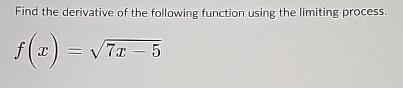 Solved Find the derivative of the following function using | Chegg.com