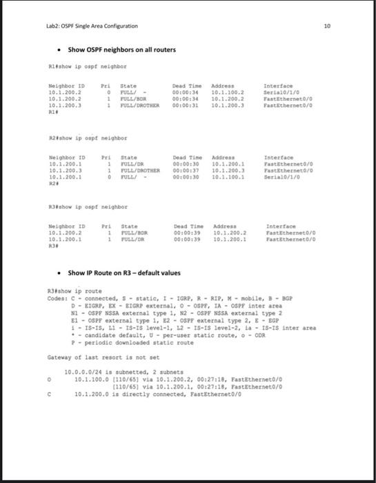 Solved Lab2: O5PF Single Area Configuration 1 - Selecting | Chegg.com