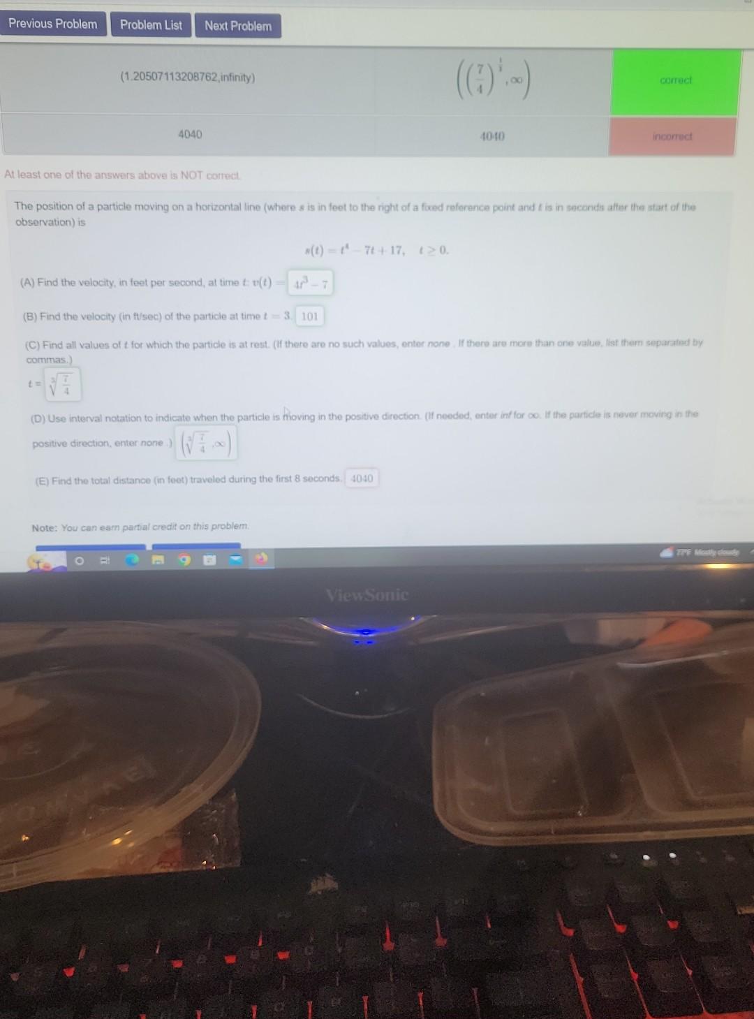 Solved position of a particle moving on a horizontal line | Chegg.com