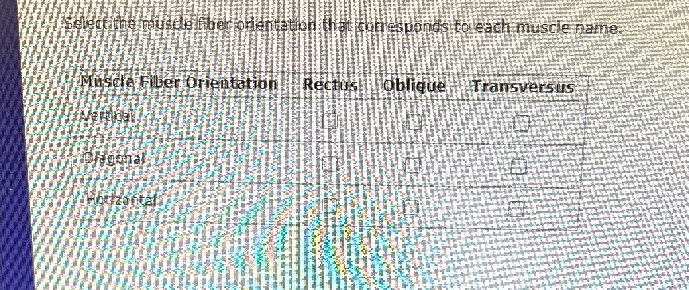 Solved Select The Muscle Fiber Orientation That Corresponds