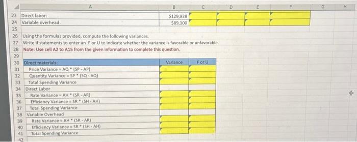 Solved I need the boxes in yellow on the spread sheet . | Chegg.com