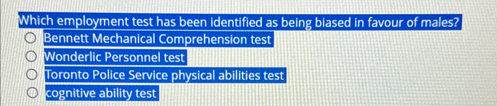 Solved Which employment test has been identified as being | Chegg.com