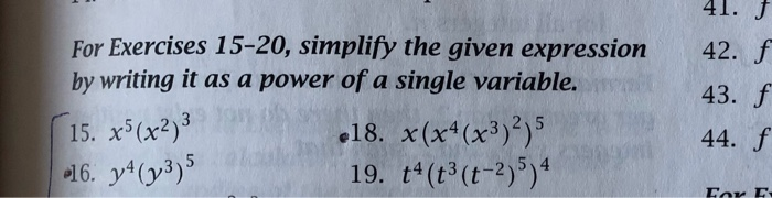 Solved 41. For Exercises 15-20, simplify the given | Chegg.com