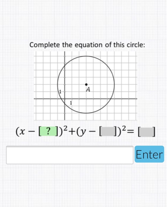 Solved Complete the equation of this circle: (x – [ ? ])2+(y | Chegg.com