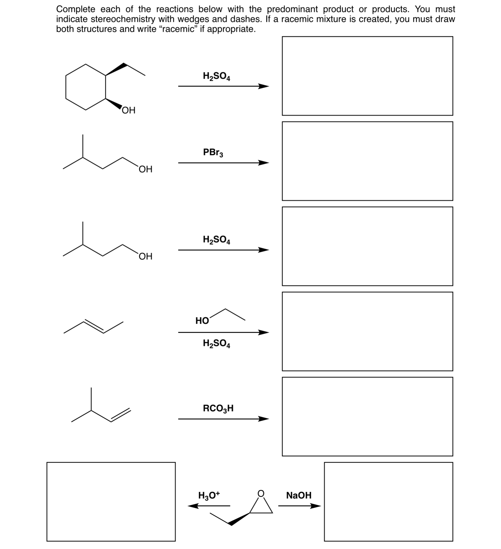 Solved Complete each of the reactions below with the | Chegg.com
