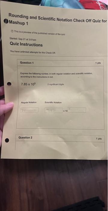Solved Rounding and Scientific Notation Check Off Quiz for | Chegg.com