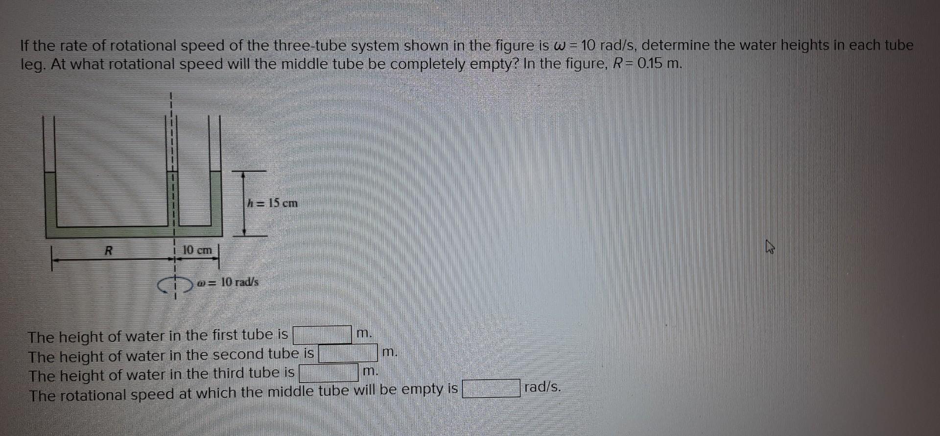 Solved If the rate of rotational speed of the three-tube | Chegg.com