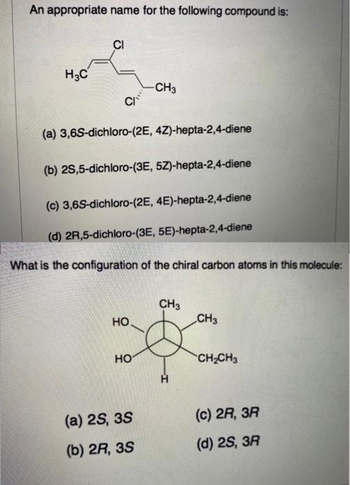 Solved An appropriate name for the following compound is: CI | Chegg.com