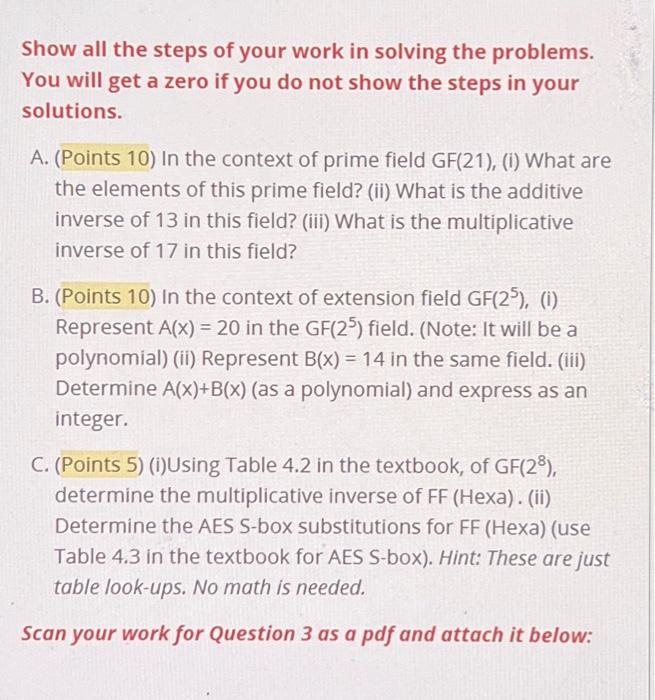 Solved Show all the steps of your work in solving the | Chegg.com