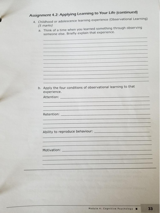 Solved Assignment 4.2: Applying Learning to Your Life (20 | Chegg.com