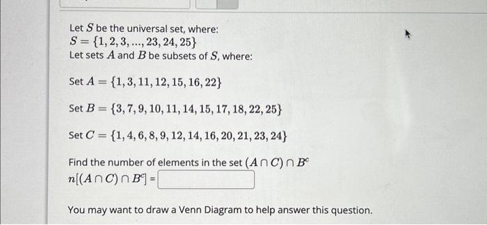 Solved Let S be the universal set, where: | Chegg.com