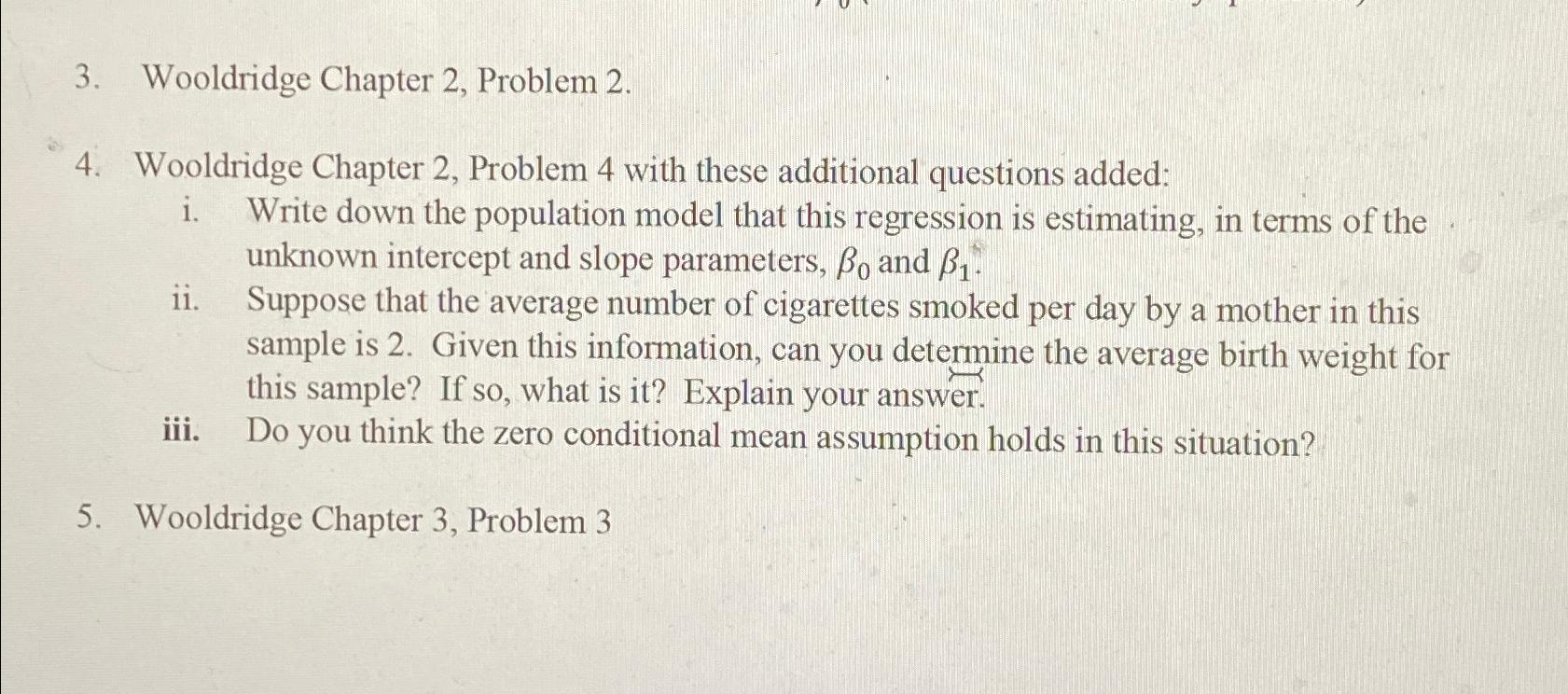 Solved Wooldridge Chapter 2, Problem 2.Wooldridge Chapter | Chegg.com Solved Wooldridge Chapter 2, Problem 2.Wooldridge Chapter | Chegg.com