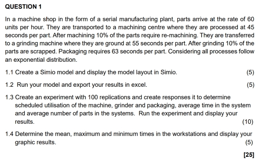 Solved QUESTION 1In a machine shop in the form of a serial | Chegg.com