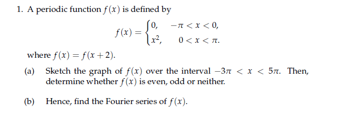 Solved A periodic function f(x) is ﻿defined | Chegg.com