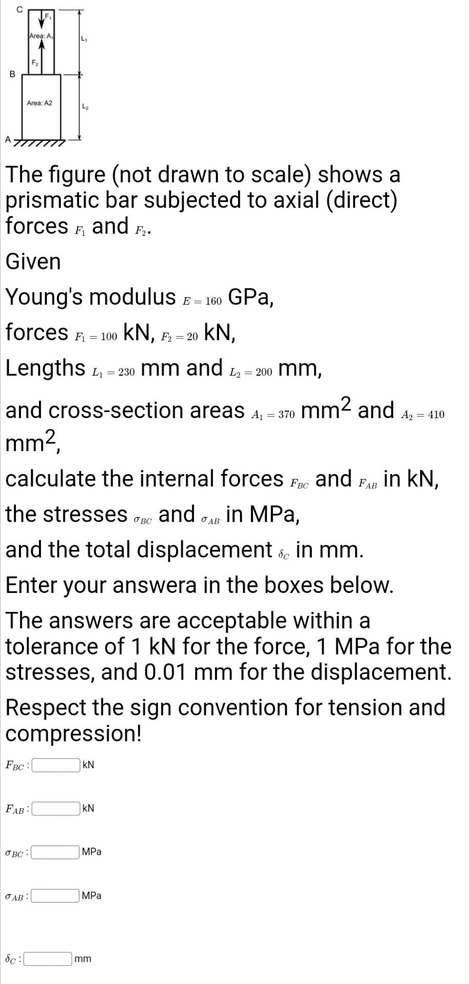 Solved с Area: A L F2 Area: A2 ہا F1 F = 100 The figure (not | Chegg.com