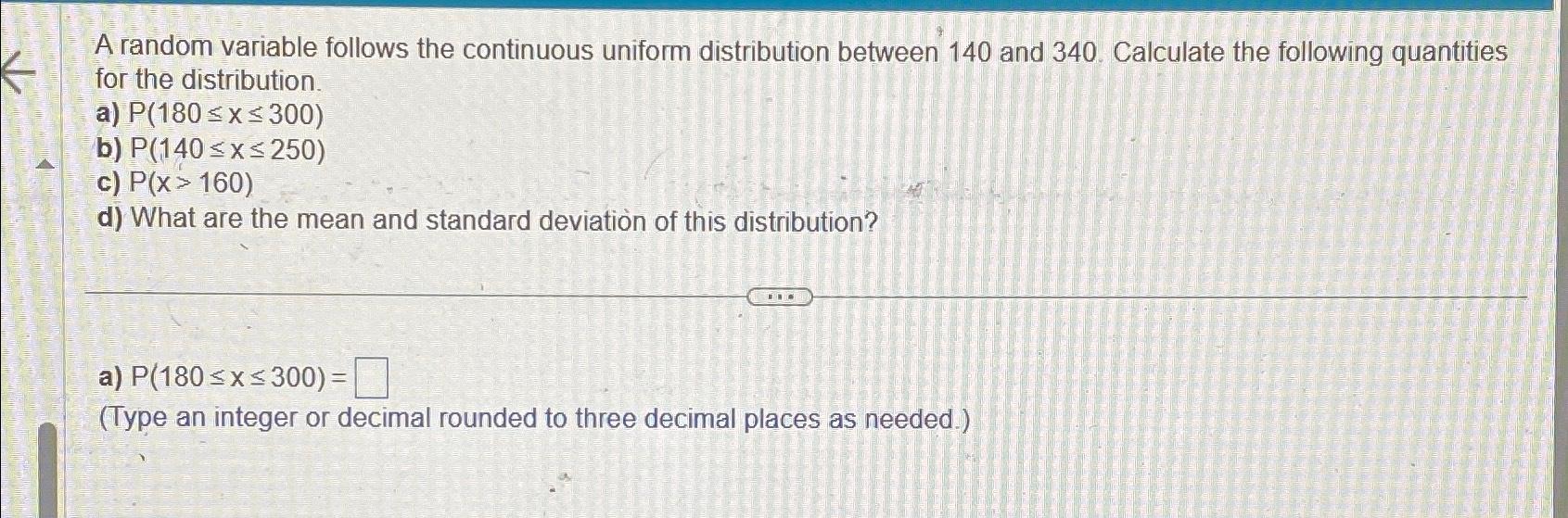 Solved A random variable follows the continuous uniform | Chegg.com