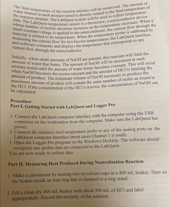 Solved Pre-lab Questions Use the data below obtained when | Chegg.com