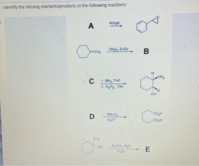 Solved Identify the missing reactants/products in the | Chegg.com