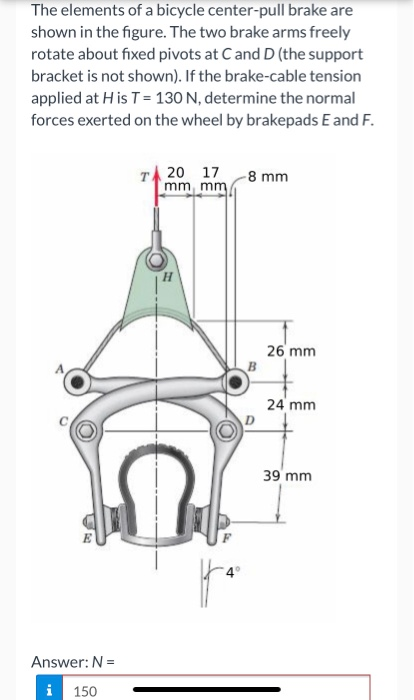 Solved The elements of a bicycle center-pull brake are shown | Chegg.com
