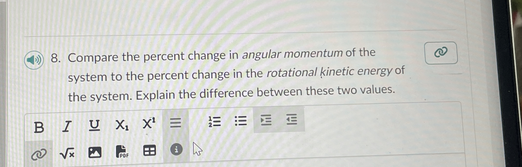 Solved Compare the percent change in angular momentum of the | Chegg.com