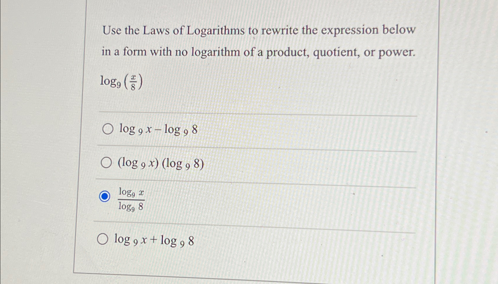 Solved Use the Laws of Logarithms to rewrite the expression | Chegg.com