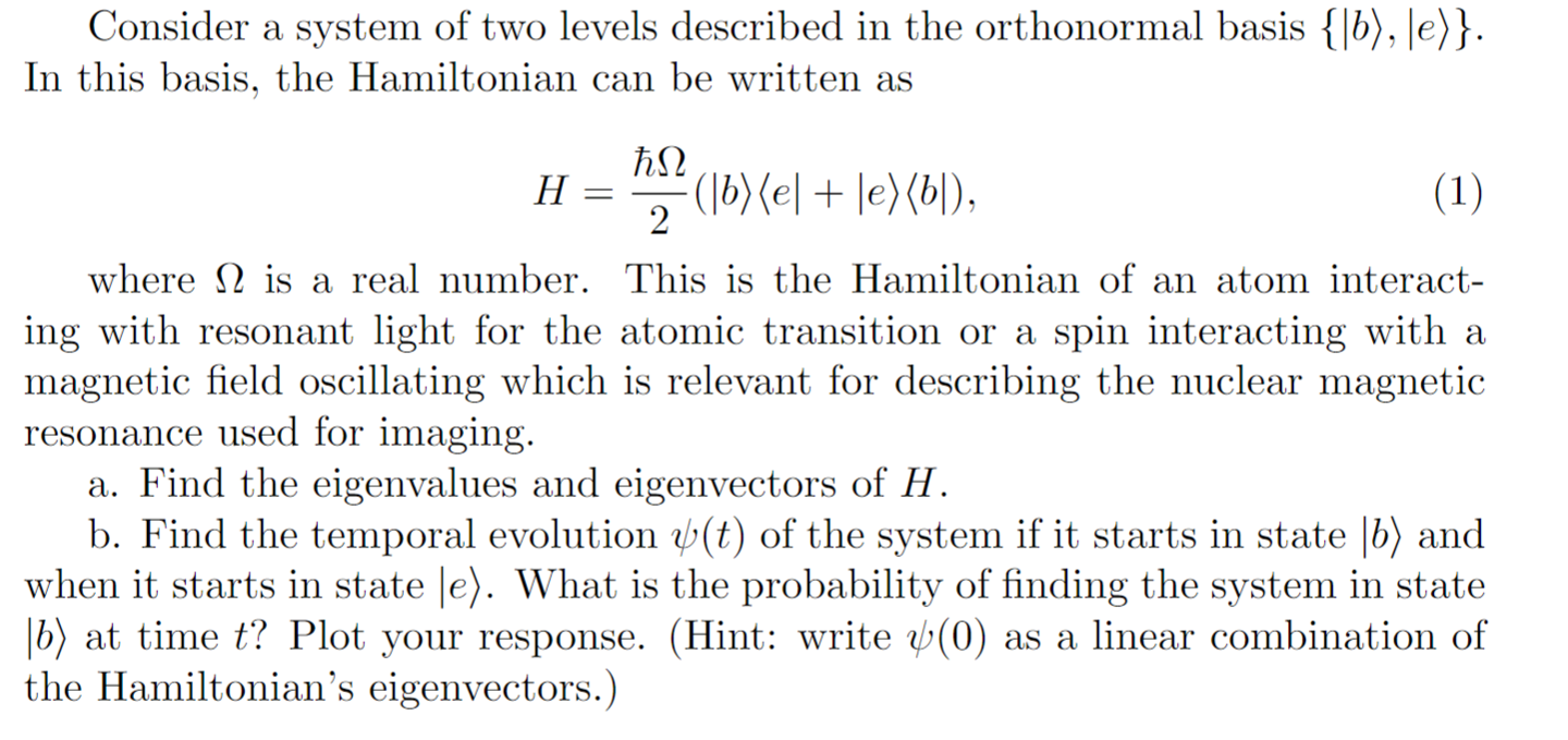 Solved Consider a system of two levels described in the | Chegg.com