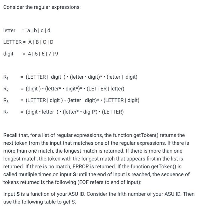 Solved Consider the regular expressions: letter = a b c d | Chegg.com