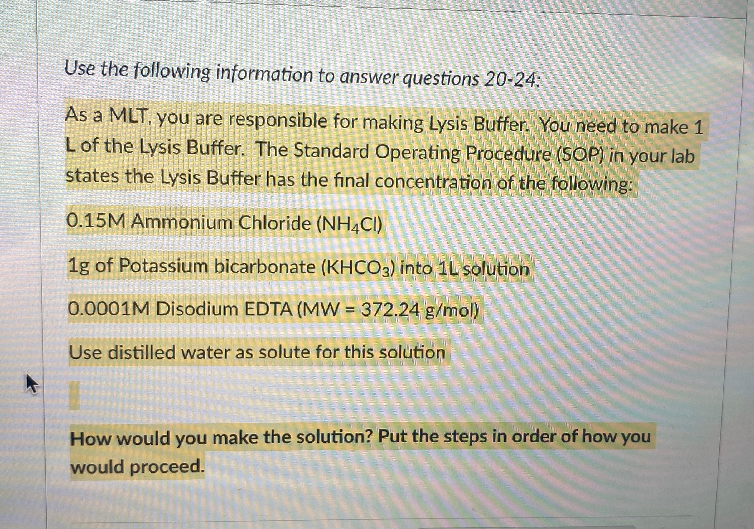 Solved Use the following information to answer questions | Chegg.com