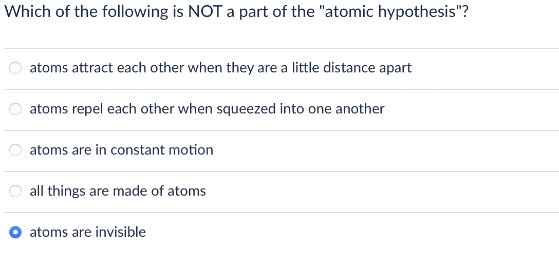 Solved Which of the following is NOT a part of the "atomic | Chegg.com