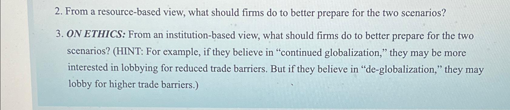 Solved From a resource-based view, what should firms do to | Chegg.com