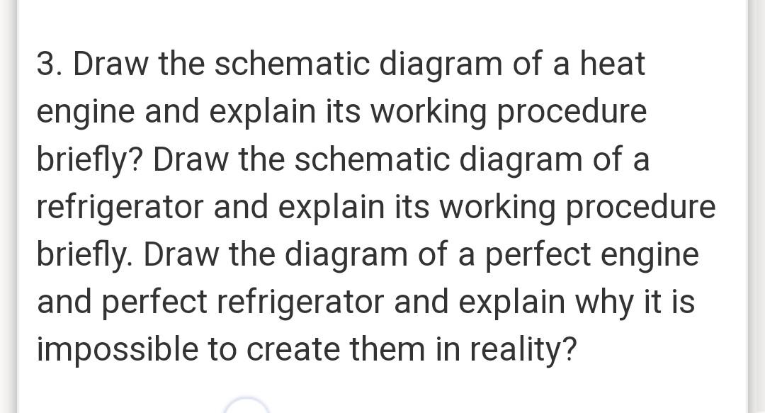 Solved 3. Draw the schematic diagram of a heat engine and | Chegg.com