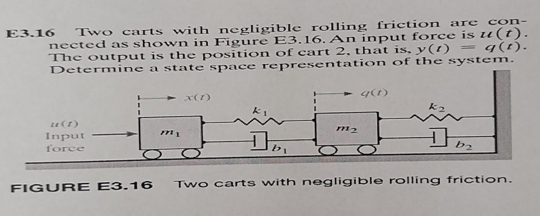 Solved E3.16 Two carts with negligible rolling friction are | Chegg.com