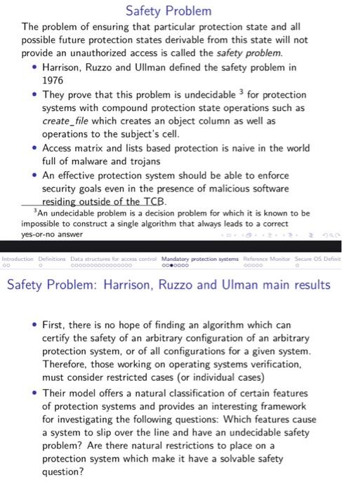 Solved Explain the safety problem in relations to protection | Chegg.com