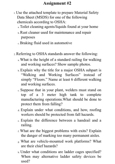 Solved Assignment #2 1. Use the attached template to prepare | Chegg.com
