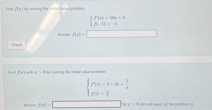 Solved Find f(x) by solving the initial value problem. | Chegg.com