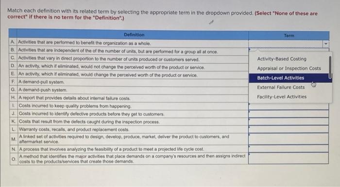 Solved Match each definition with its related term by | Chegg.com