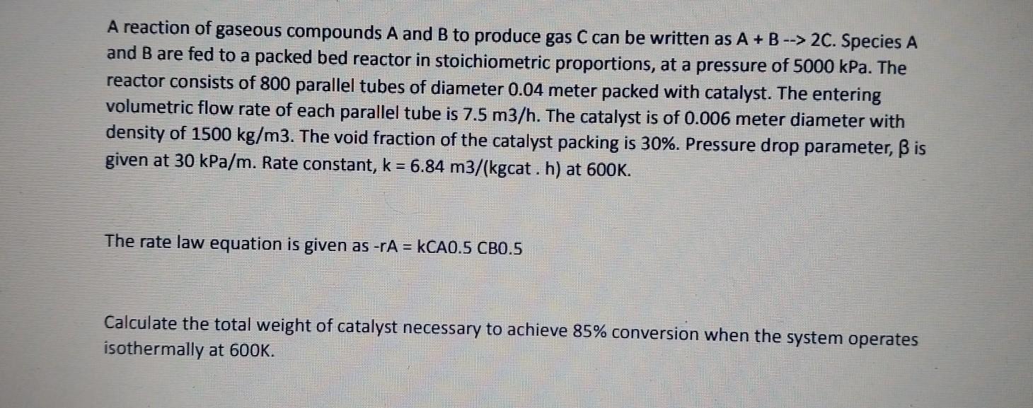 This is a Reaction/Chemical Reactor Engineering | Chegg.com