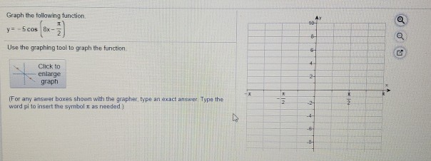 Solved AY Graph the following function y = 5 cos 8x - 8- Use | Chegg.com