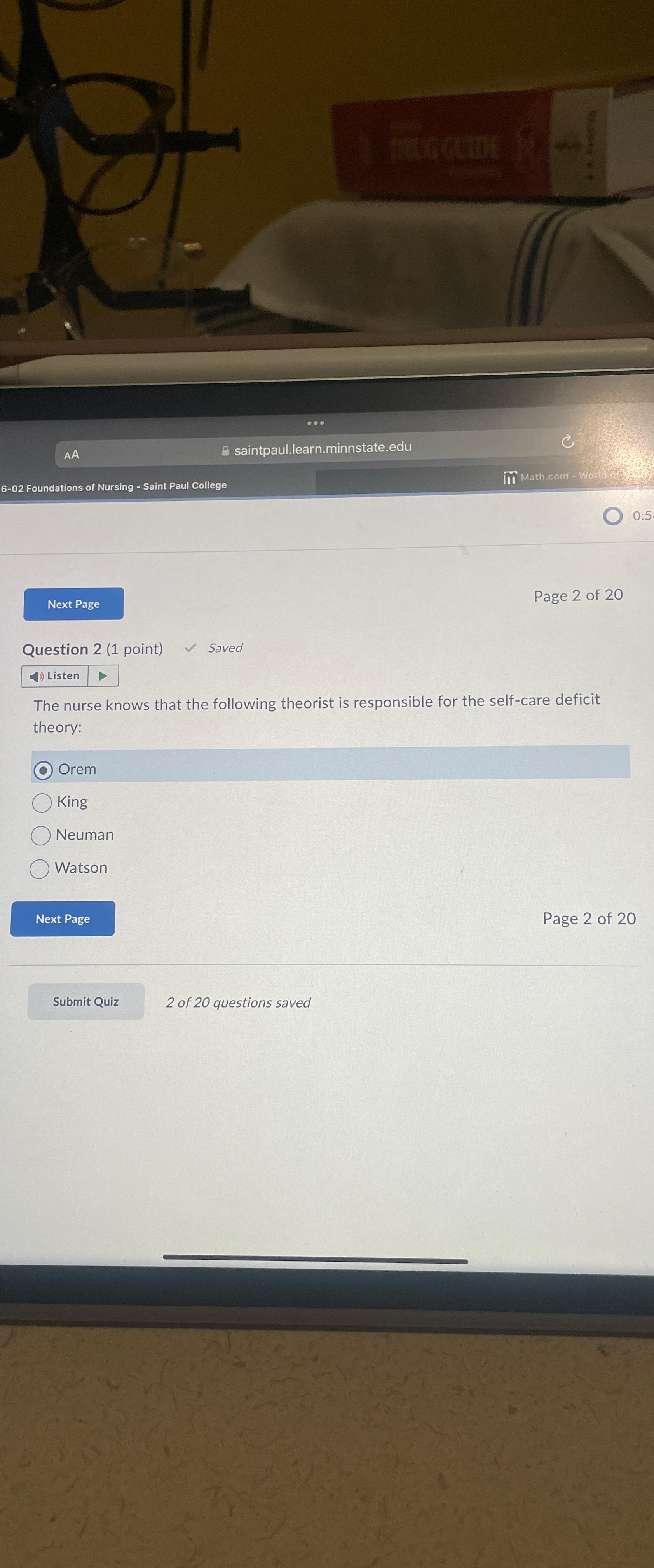 Solved AAsaintpaul.learn.minnstate.eduPage 2 ﻿of 20Question | Chegg.com